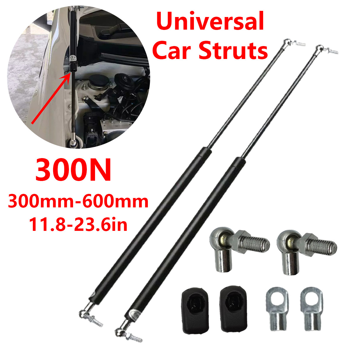 Universal 2Pcs 300N 300-600mm Car Gas Struts Rear Trunk Tailgate Boot ...