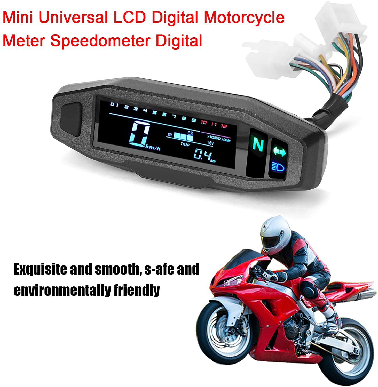 Universal LCD Digital Motorcycle Meter Speedometer Odo-meter Electric ...
