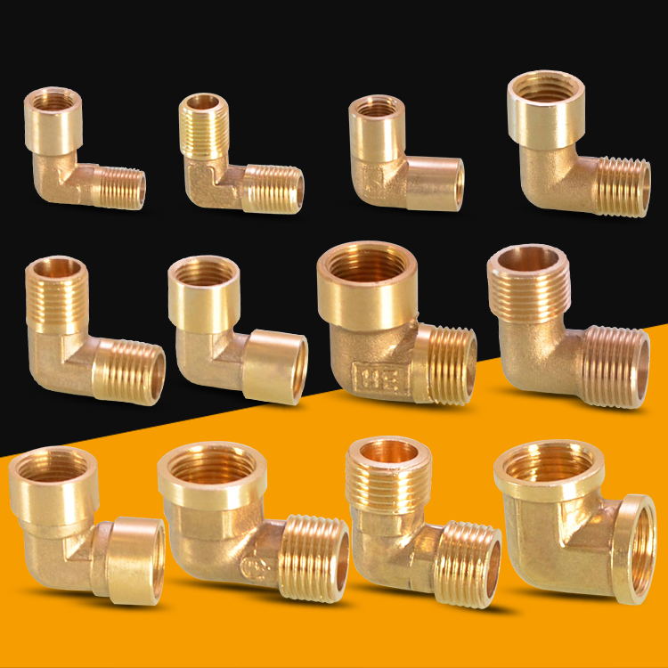 (1PCS)1/8" 1/4" 3/8" 1/2" Male Female Thread Brass Equal Elbow Fittings 90 Degree Brass Elbow ...