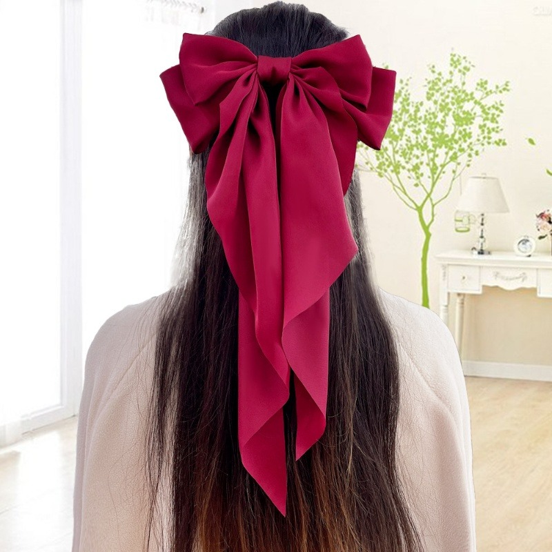 Multicolor Bow Hairpin Spring Clip Korean Fashion Long Ribbon Hair Clip ...