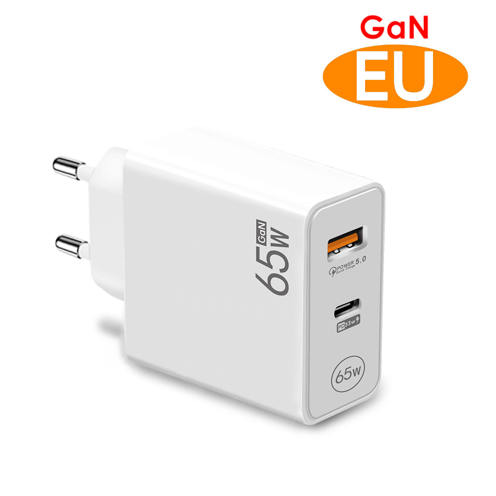 65W Super Fast Charger GaN dual ports TYPE-C+USB Flash Charging Adoptor ...