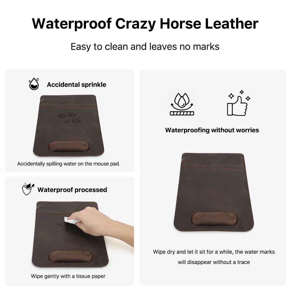 CONTACTS FAMILY Genuine Leather Mouse Pad With Wireless Charging Desk ...