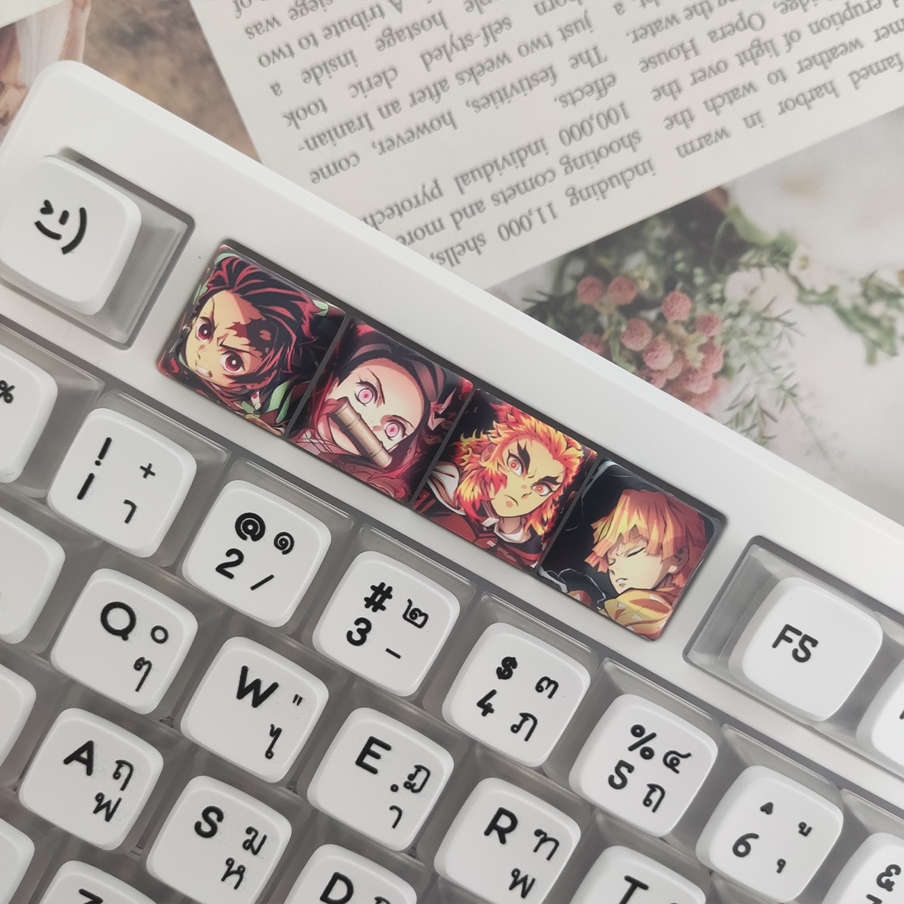 4pcs Demon Slayer PBT Dye Sublimation Cherry Profile R4 Height ...