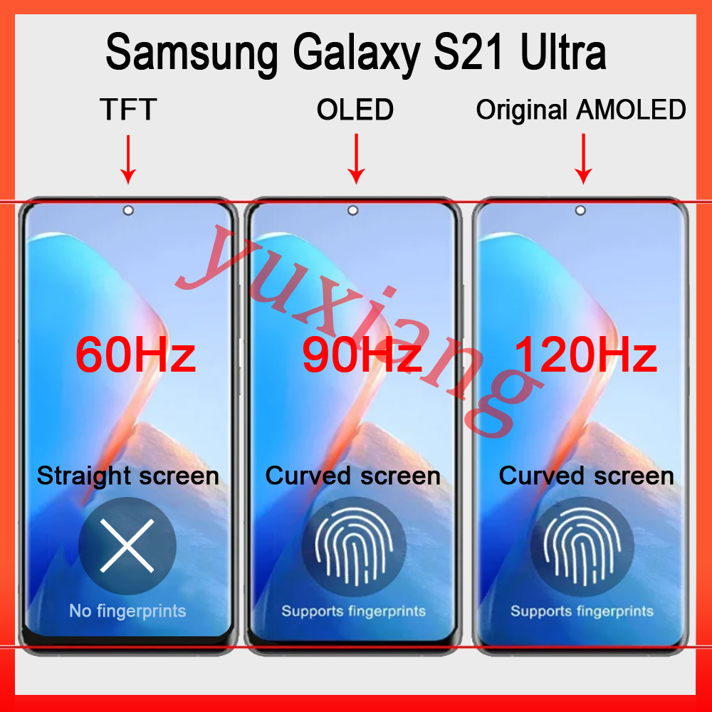 Original AMOLED OLED TFT Samsung Galaxy S21 Ultra 5G LCD Display Touch Screen With Frame ...