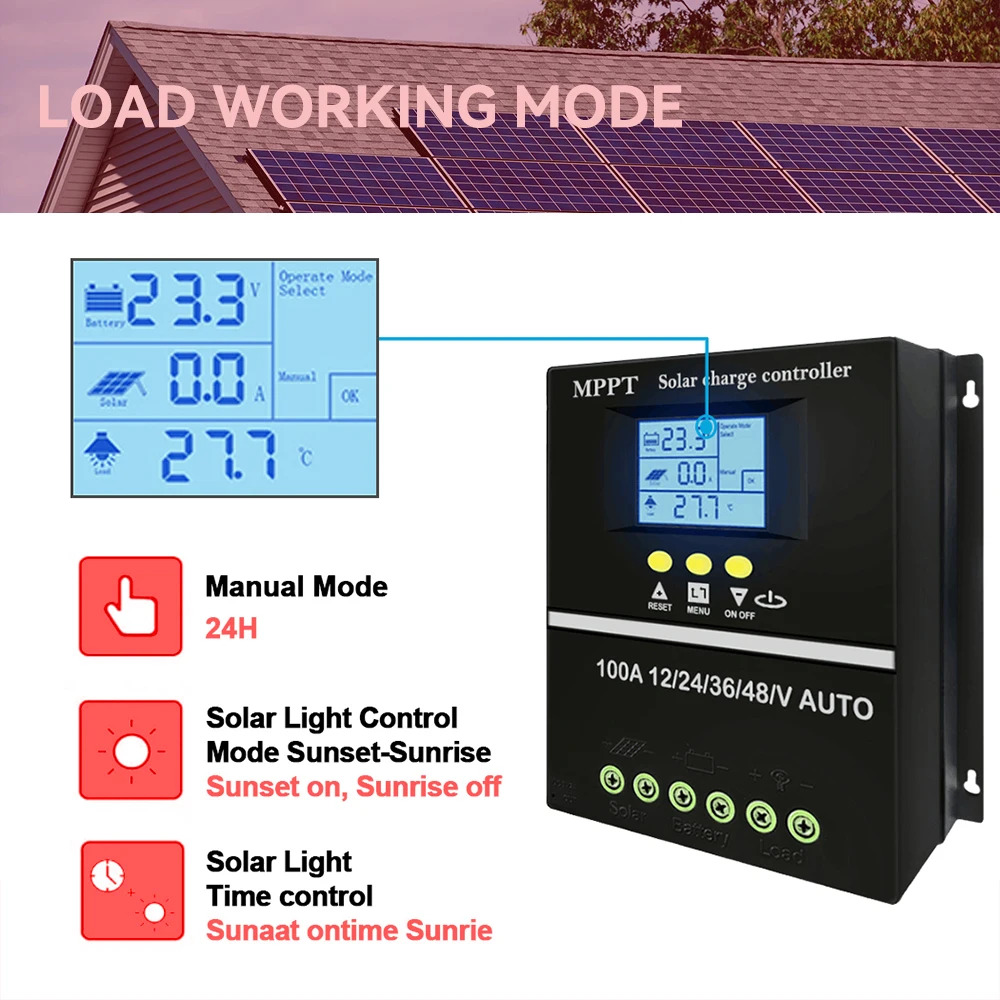 PowMr 40A/60A/80A/100A MPPT Solar Charge Controller 12V 24V 36V 48V LCD ...