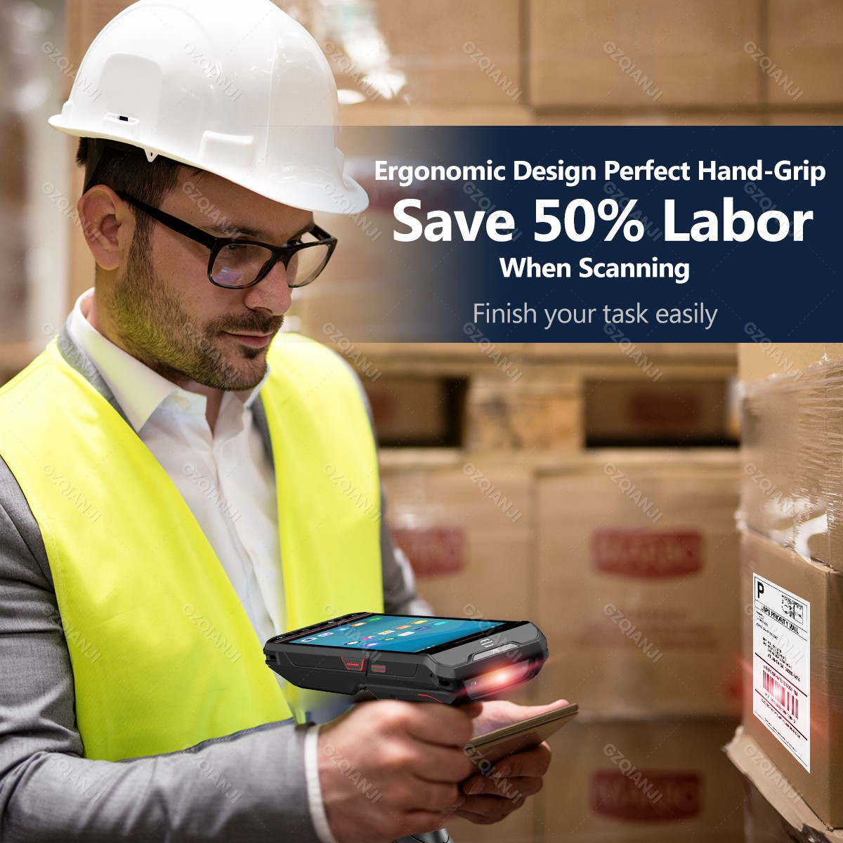 PDA Android 13 Terminal with handle 1D/2D Scanner 4G WIFI Bluetooth NFC ...