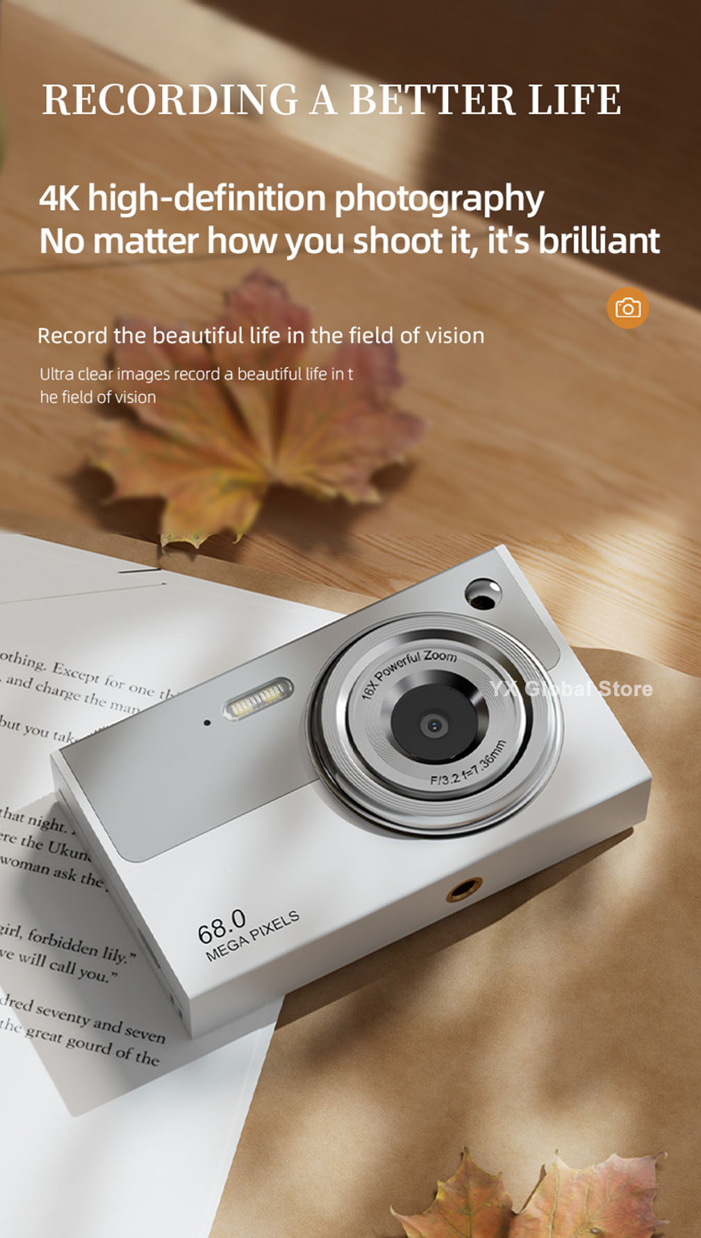 4k digi camera HD 68MP Autofocus Camera 2.8 inch screen Portable ...