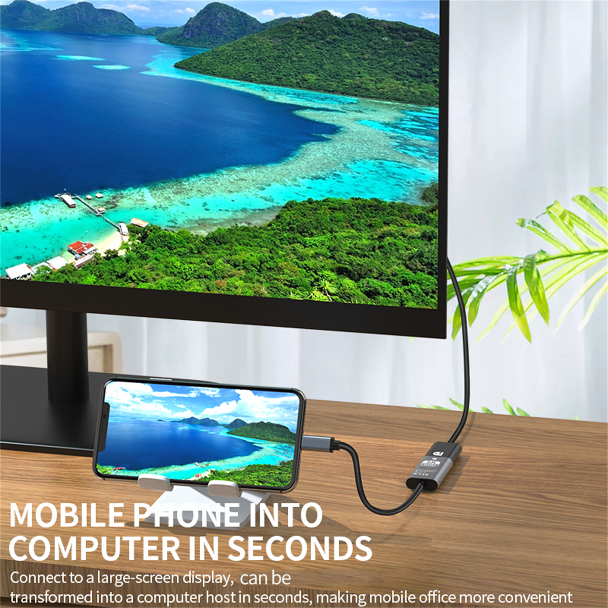 8K60Hz/4K120Hz HD Type C to DP Cable Adapter USB-C to Display Port ...