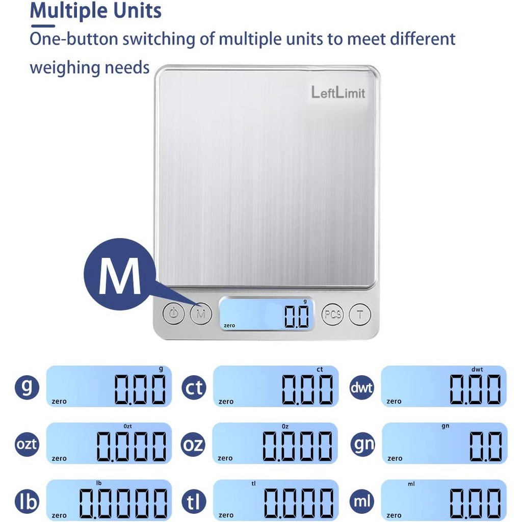 Food Scale Rechargeable Kitchen Scale with Trays 3000g/0.1g Mini Scale ...