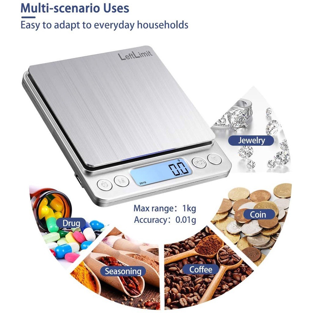 Food Scale Rechargeable Kitchen Scale with Trays 3000g/0.1g Mini Scale ...