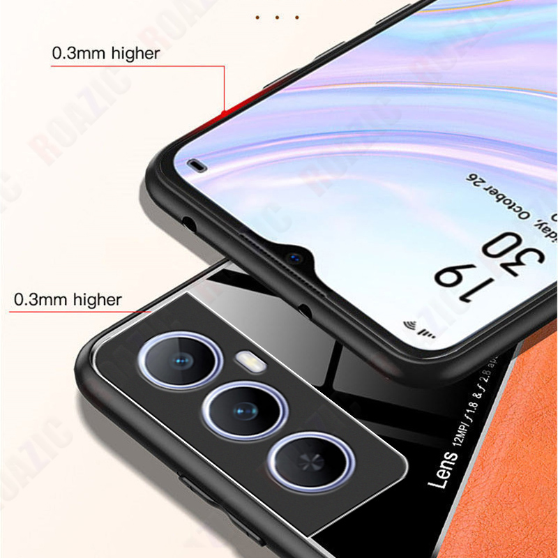 For Realme C65 Phone Case Leather Cover Built-in Car Metal Plate Glass ...