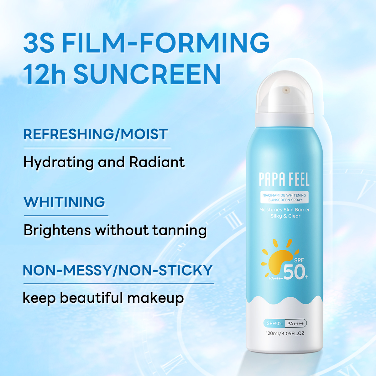 PAPA FEEL Sunscreen Spray Whitening 120ml/50ml | Sunblock Face And Body ...