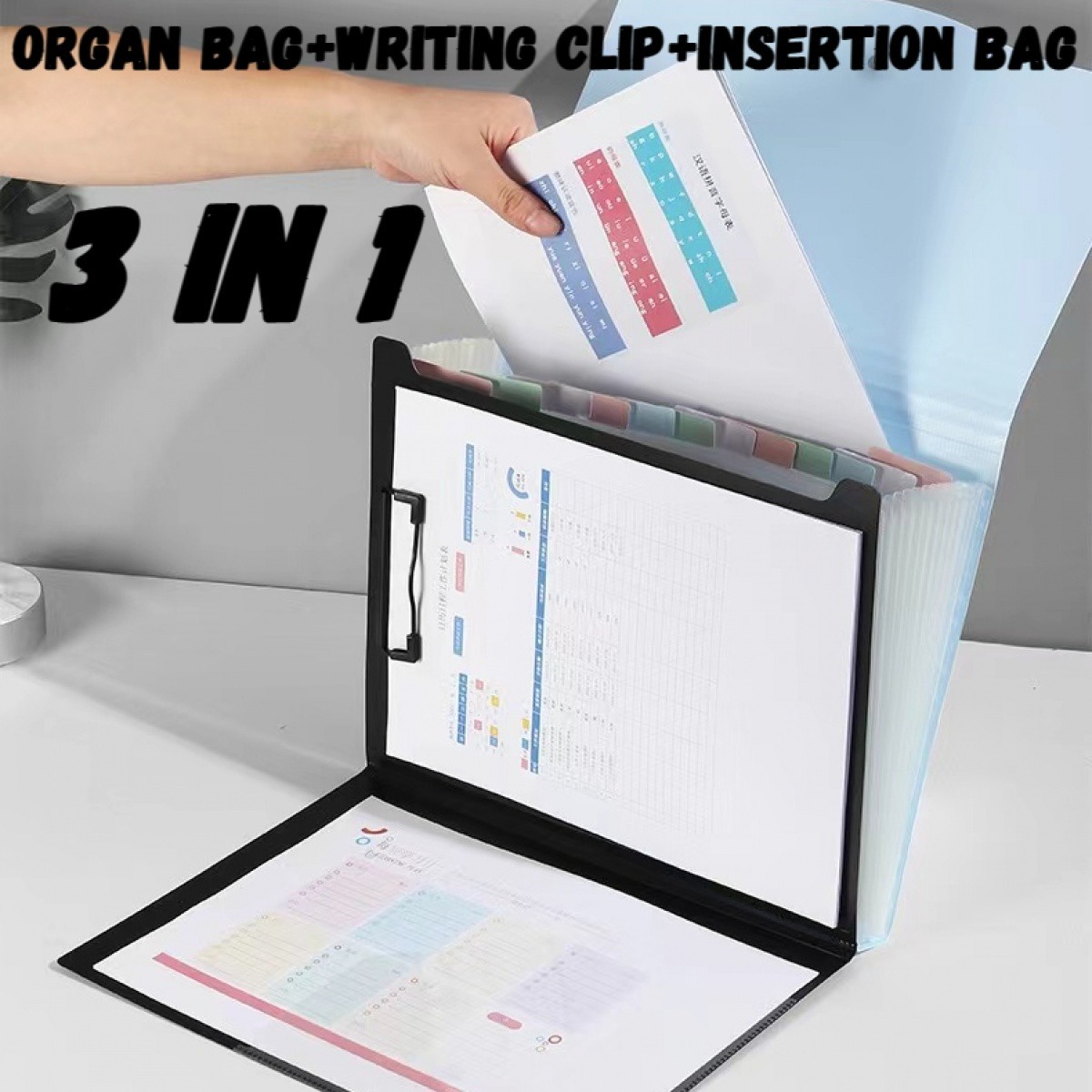 3 In1 Long Clipboard Folder File Organizer Expanding File Folder 13 ...
