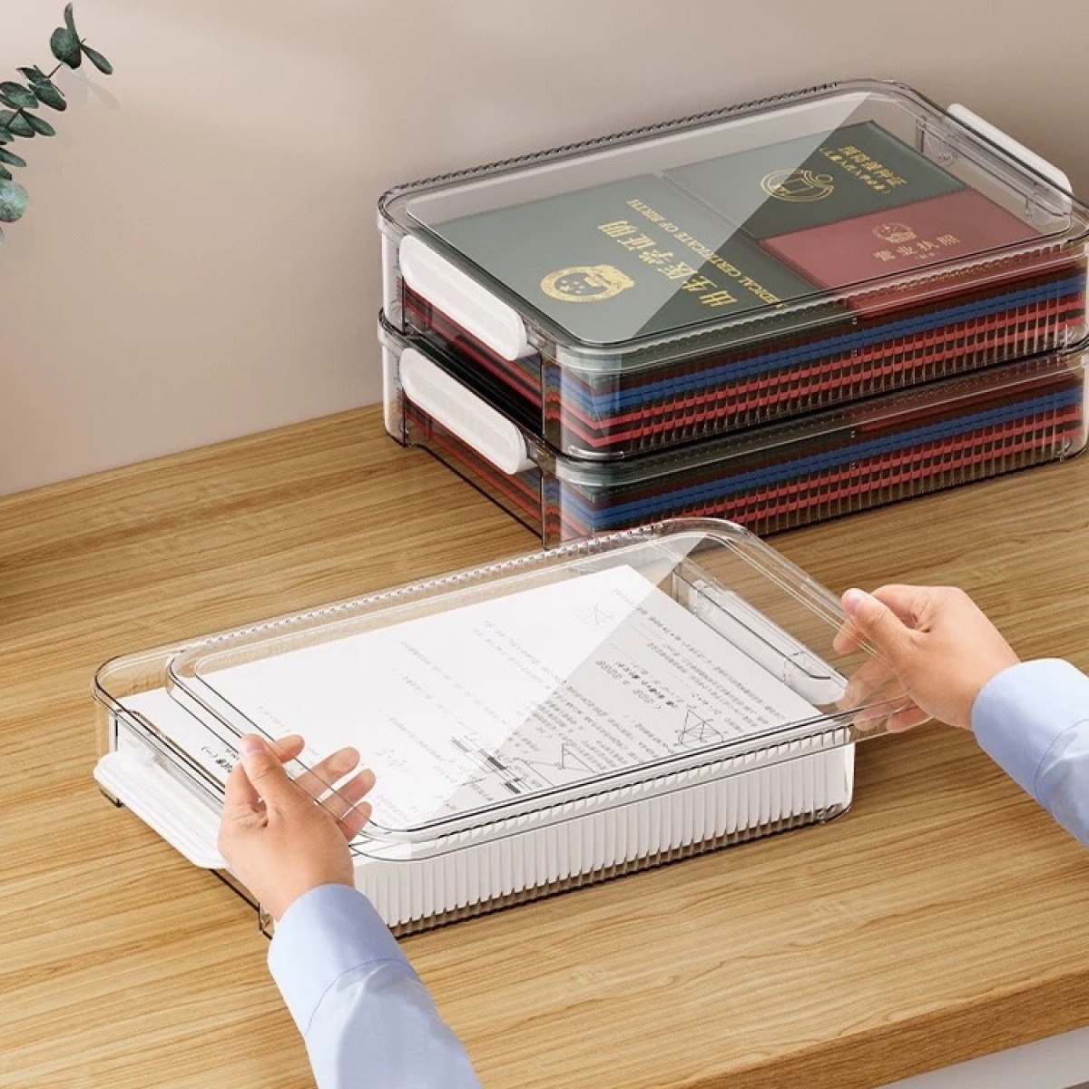 Long/A4 File Folder Organizer File Box Plastic File Case Document ...