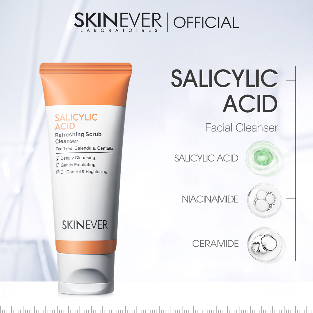 SKINEVER Salicylic Acid Whitening Facial Cleanser Vitamin C ...