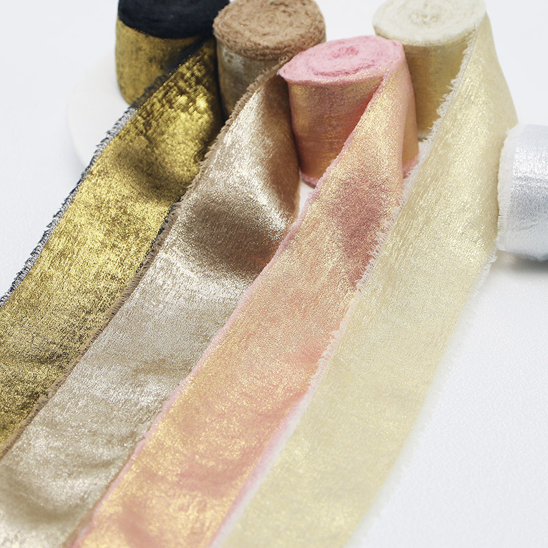 ((5m/Roll) 40mm Wide Gold Stamping Plush Chiffon Ribbon Lace Gift ...