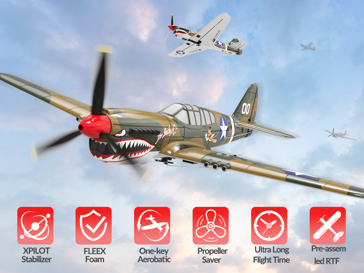Volantex RC Airplane P40 Fighter Warhawk 2.4GHz 4CH EPP 6-Axis Gyro ...