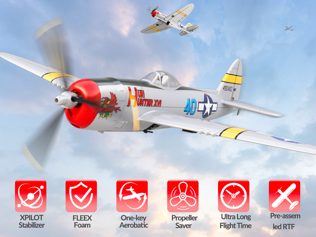 VOLANTEXRC RC Airplane 2.4GHz 4CH P-47 Thunderbolt WWII One Key ...