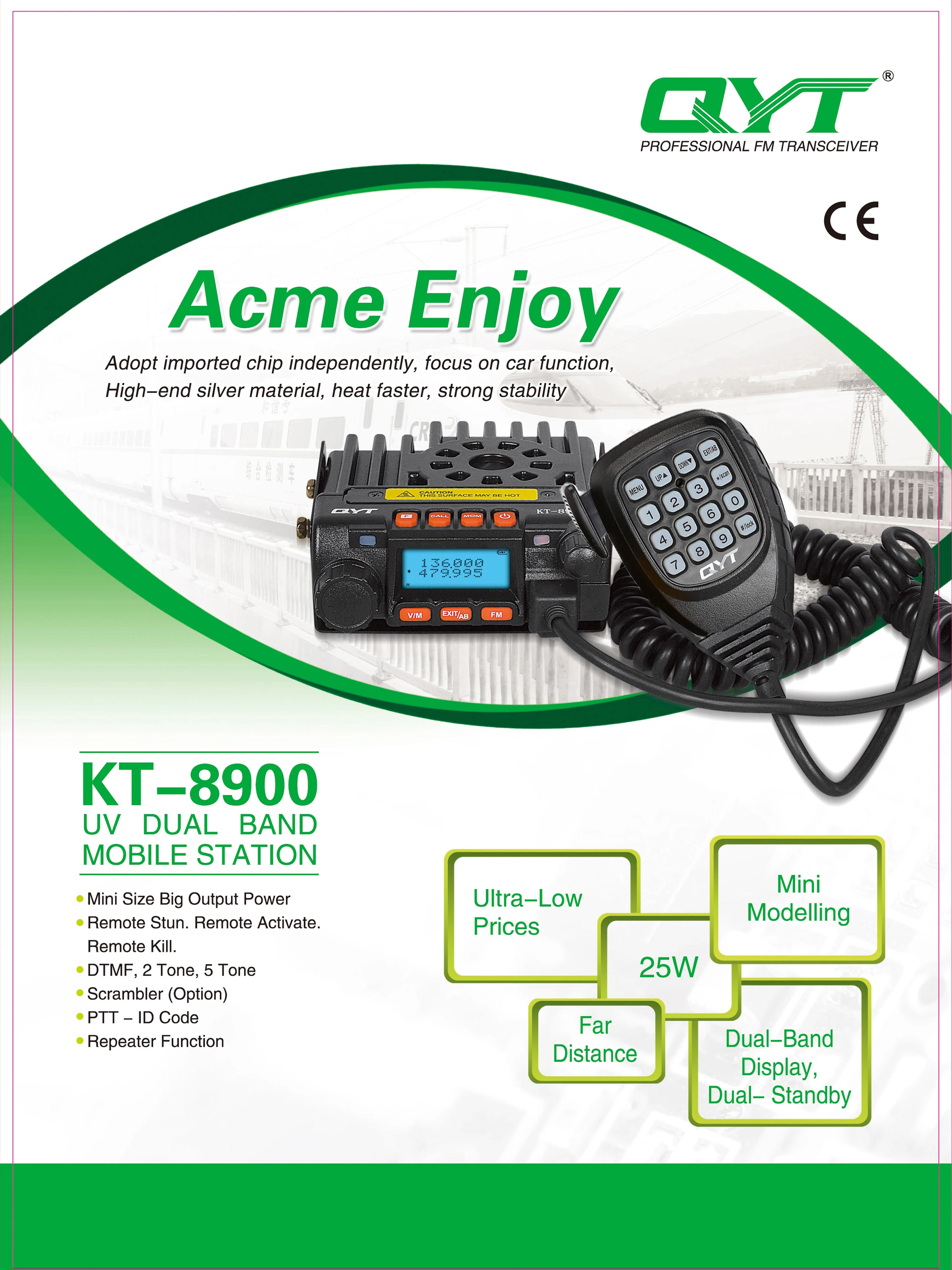 QYT KT-8900 25W/20W Base Radio Dual Band VHF136-174/UHF400-480MHz ...
