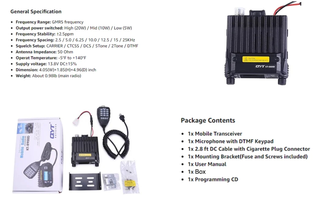 QYT KT- 8900D Base Radio Car Two Way Radio Transceiver 25W VHF/UHF 136 ...