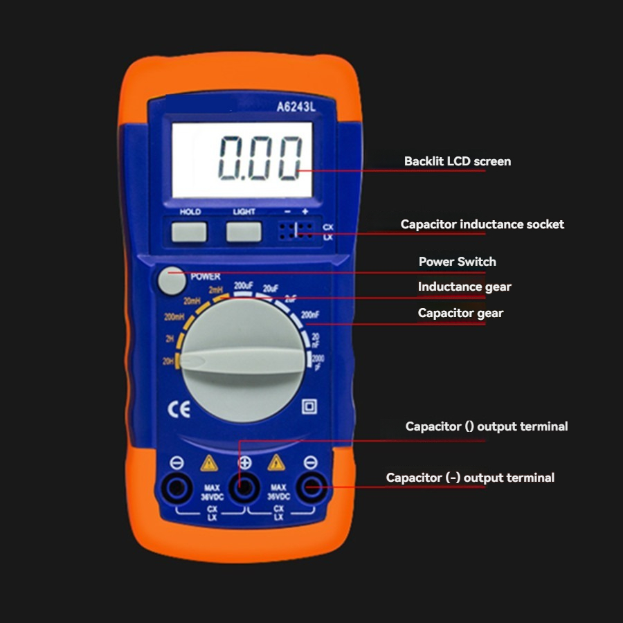 Digital Multimeter A6243L 3 1/2 Capacitor Meter Inductor LC Meter 2nF ...