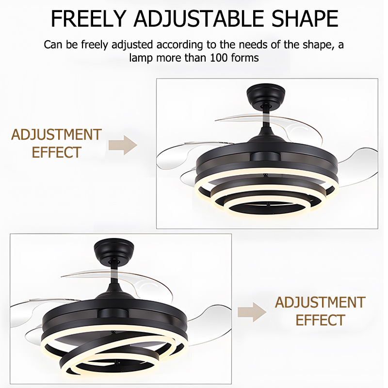 Nordic ceiling fan with light invisible celling fans remote 6 speed ...