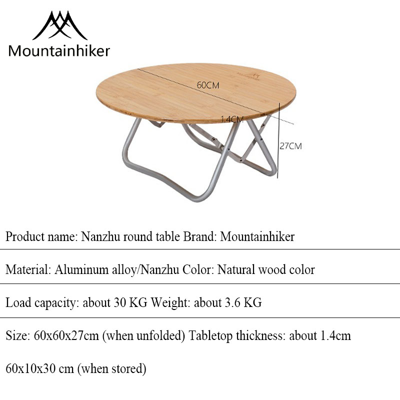 Mountainhiker folding table, round dining table Solid wood material ...