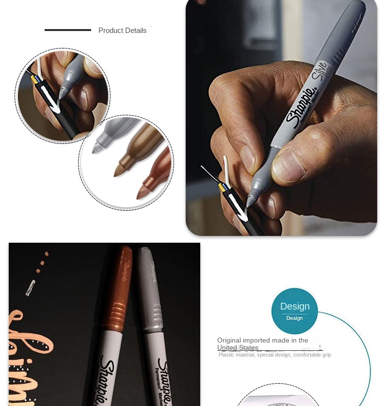 1pcs New black Sharpie high temperature resistant oily marker pen 1MM ...