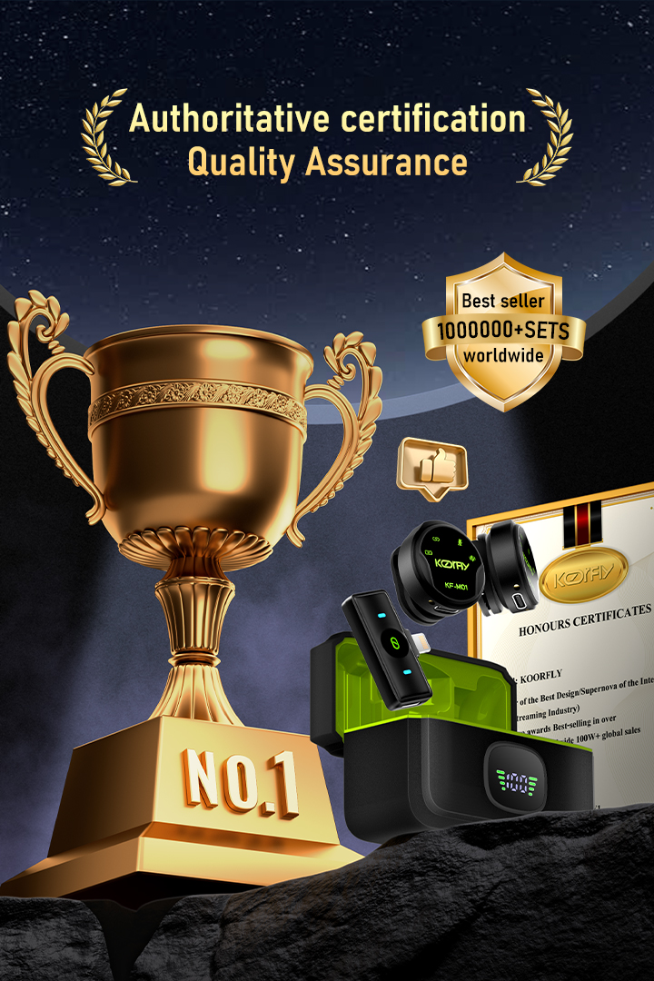 40H Battery Life！KOORFLY M01 Wireless Lavalier Microphone Lapel Mic ...