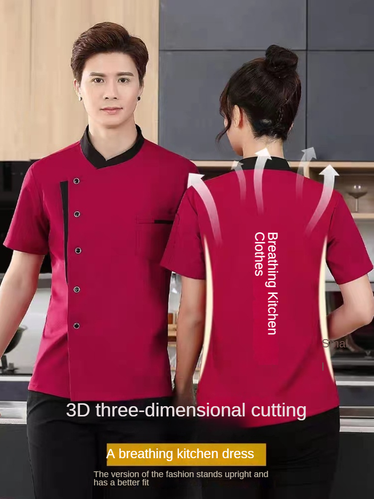 Ready Stock Hotel chef uniform short sleeve restaurant kitchen chef ...