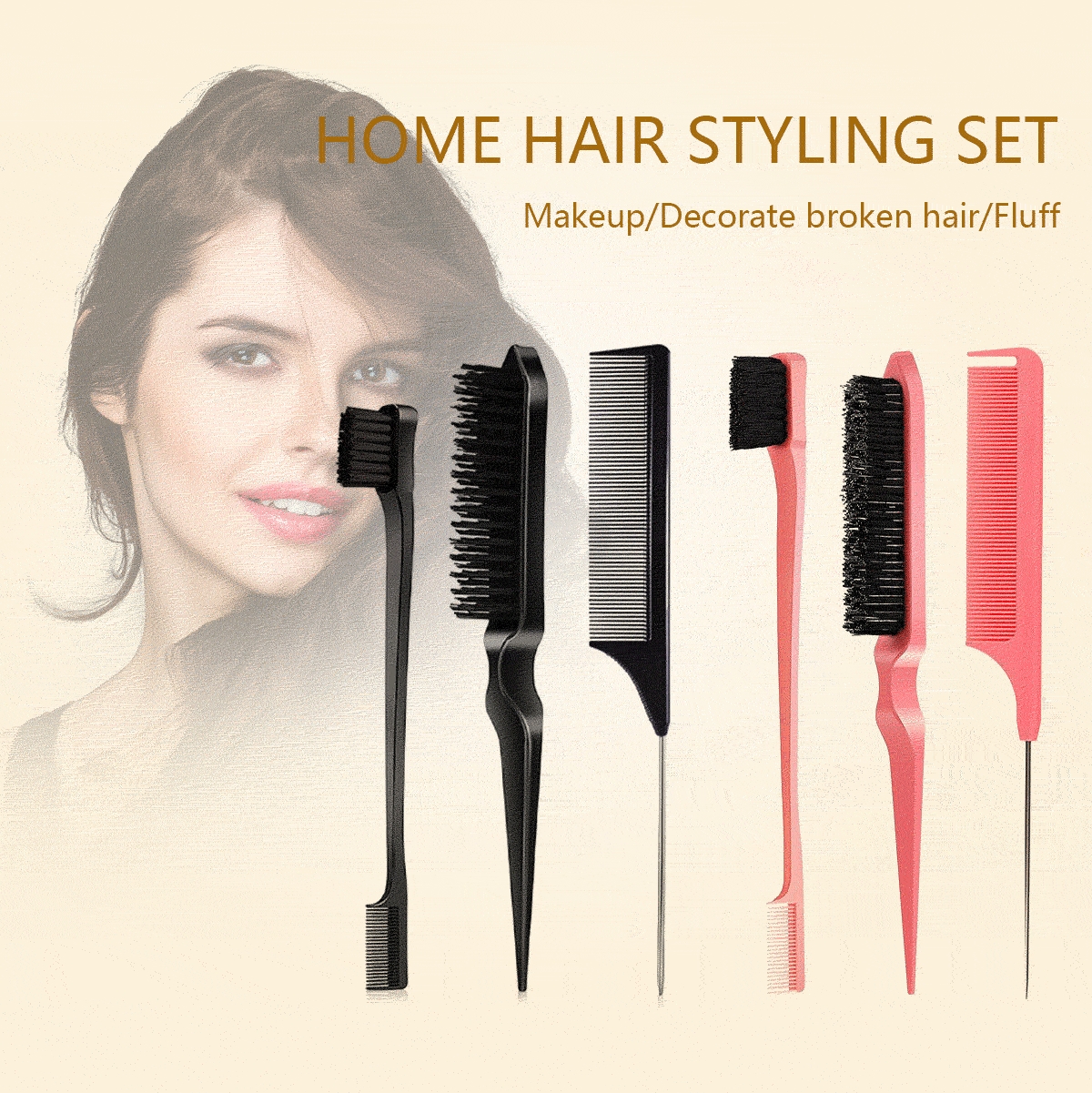 Spot#Hair Wax Stick Smooth Back Hair Brush Set 4 Piece Pomade Stick ...