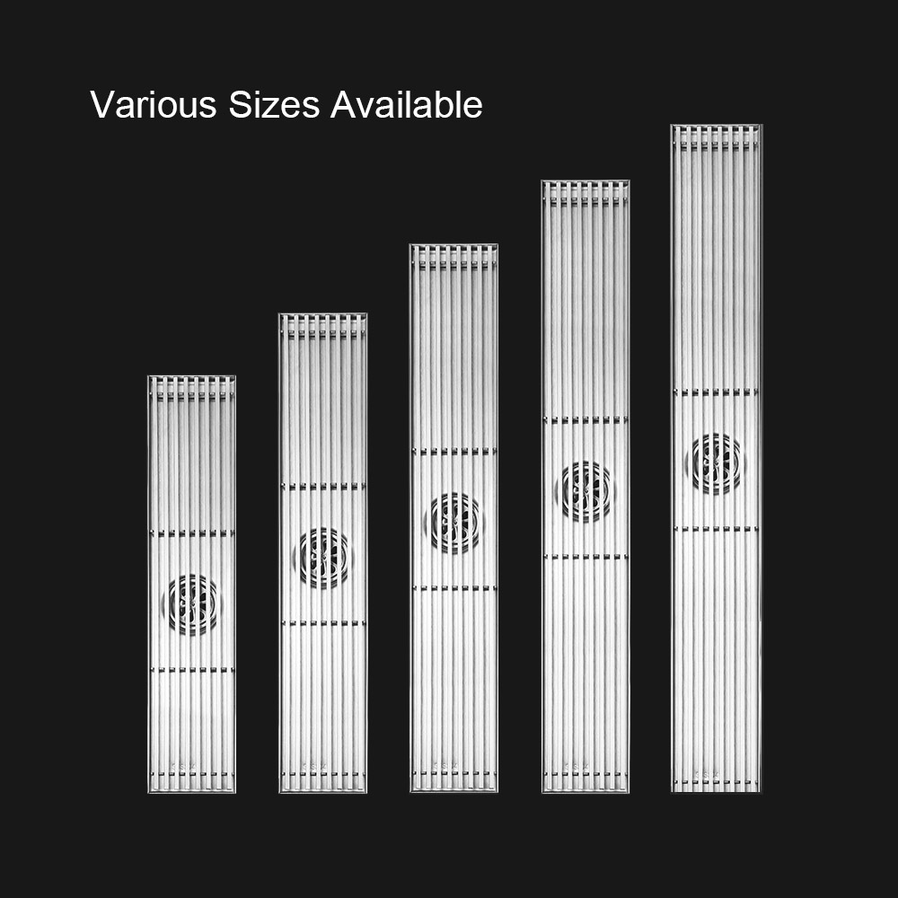 10x100cm Linear Shower Floor Drain with Removable Top Grate Brushed ...