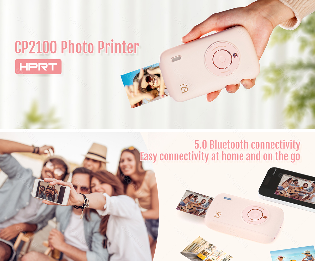 HPRT CP2100 Mini Photo Printer Portable Mini Color HD, Bluetooth ...
