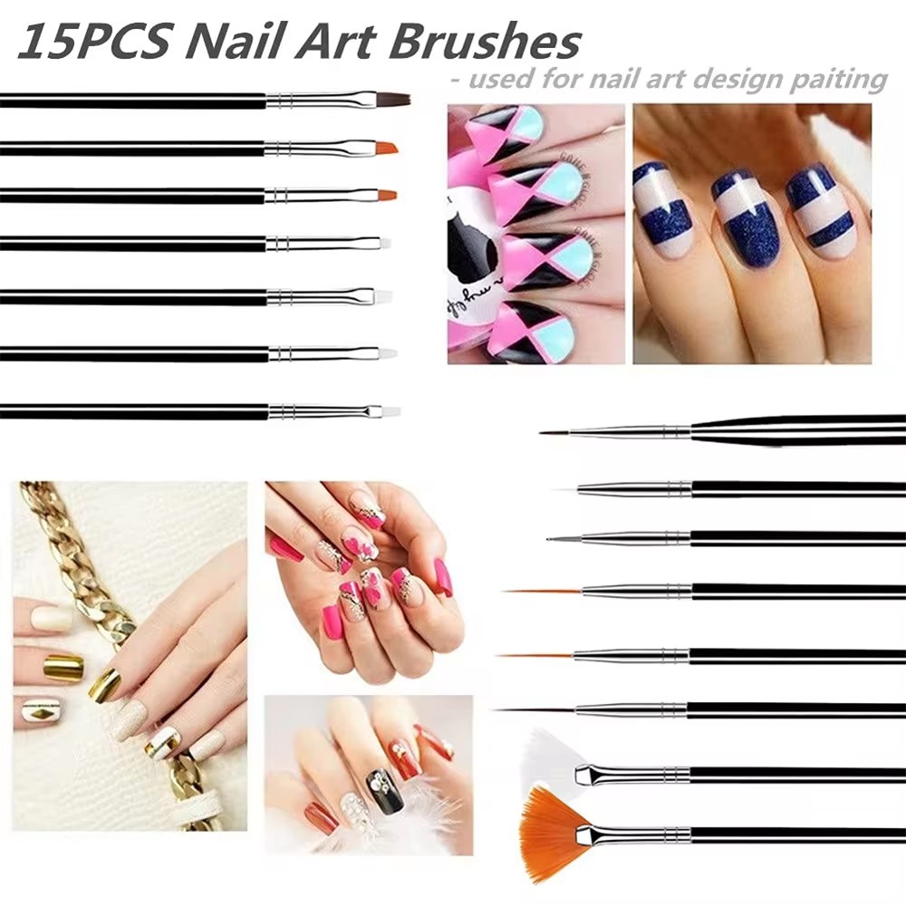 20pcs Nail Brush Set Design Gel Polish Painting Acrylic Nail Art Kit ...