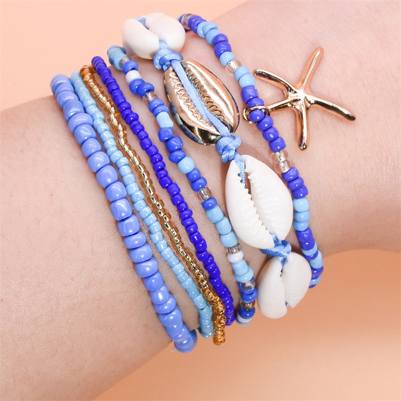6 Pcs/Sets Colorful Handmade Boho Shell Bracelet Beach Starfish Beaded ...