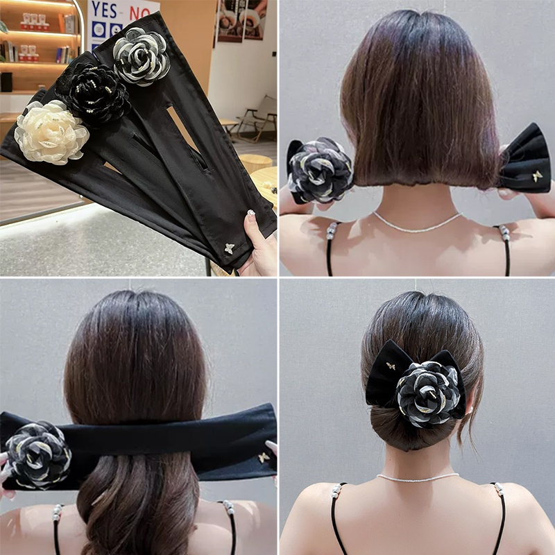 Flower Fabric Bun Hair Rope Updo Hair Band Woman Hair Twist Tool Tie ...