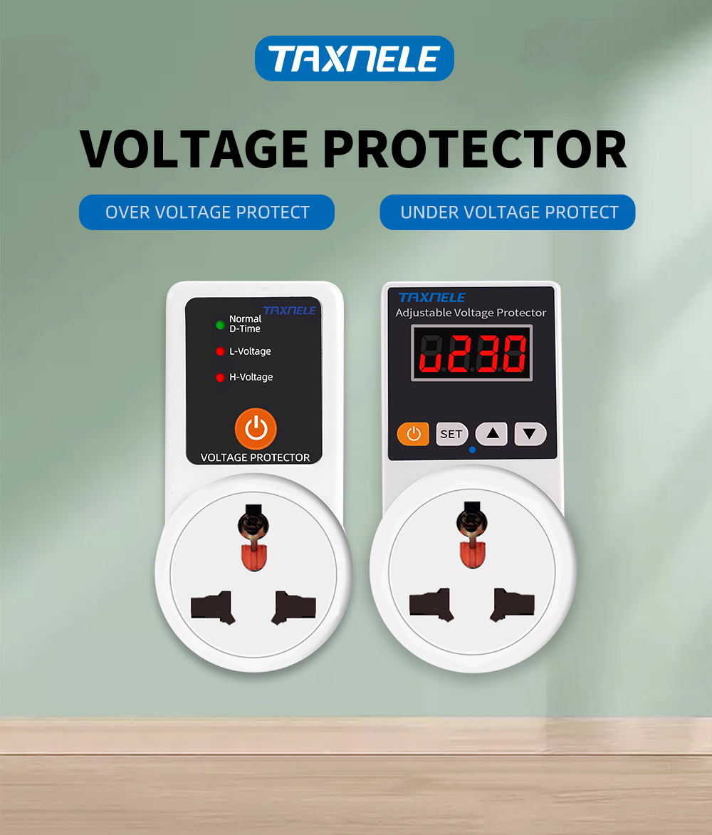 TAXNELE Automatic Voltage Protector Socket AC 220V Adjustable 16A EU ...