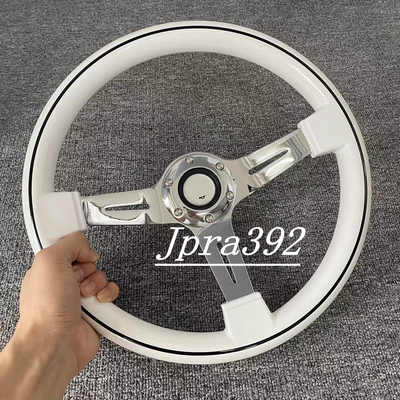 New JDM-style chrome spoked steering wheel, white ABS steering wheel ...