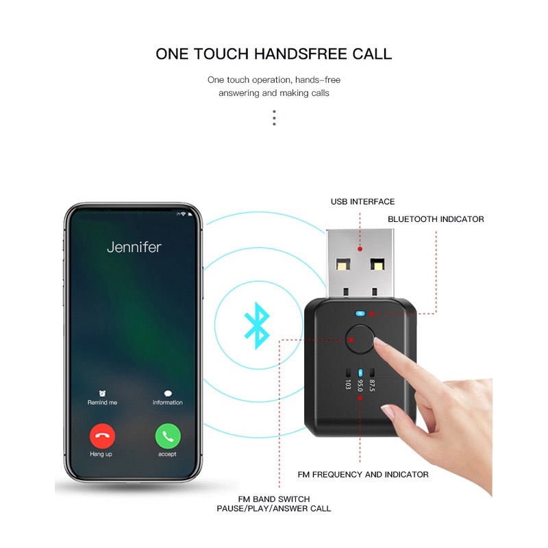 V5.3 Car Fast Charging Mounted Bluetooth Mp3 Receiver Connector Hand s ...