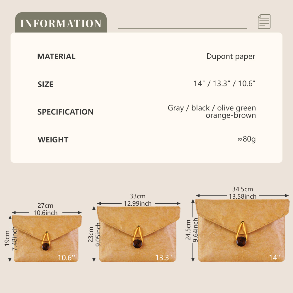 SeamiArt DuPont paper laptop bag, Macbook tablet, kraft paper file bag ...