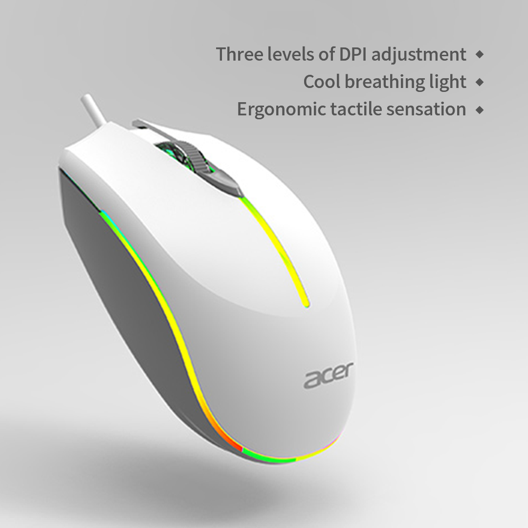 Acer OMW020 Wired Mouse With Breathing Light 3 Speeds DPI Adjustment ...