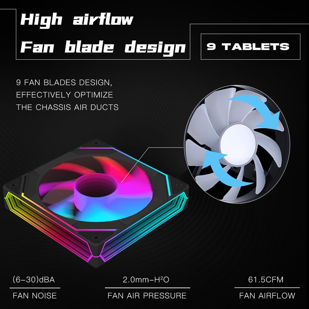 Computer Chassis Fan 12cm ARGB 4 Pin PWM Quiet Cooling Fan 5V 3pin ...