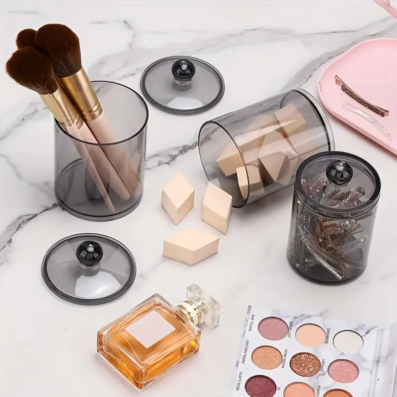 Cotton Swabs Holder Bathroom Vanity Countertop Storage Organizer Clear ...