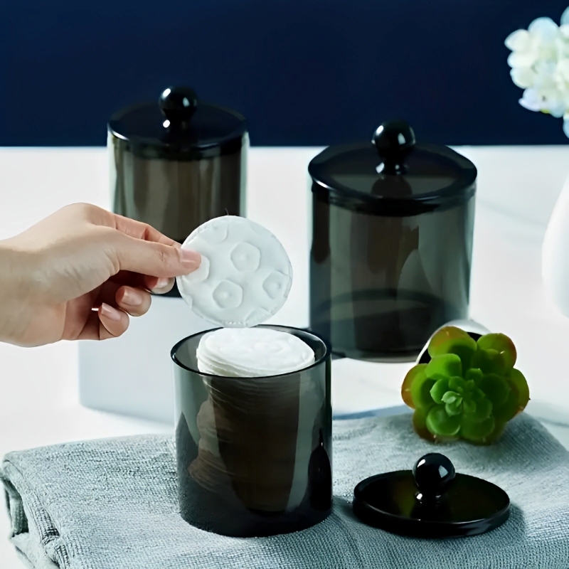 Cotton Swabs Holder Bathroom Vanity Countertop Storage Organizer Clear ...