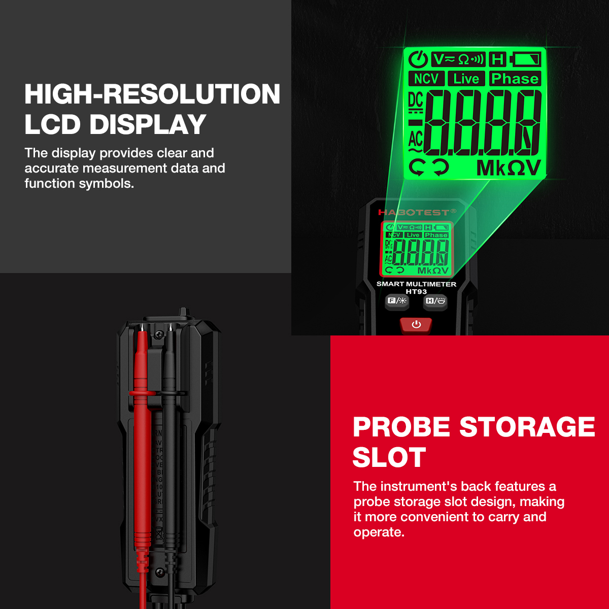 HABOTEST HT93 Digital Multimeter AC/DC Votage Current Automatic Tester ...