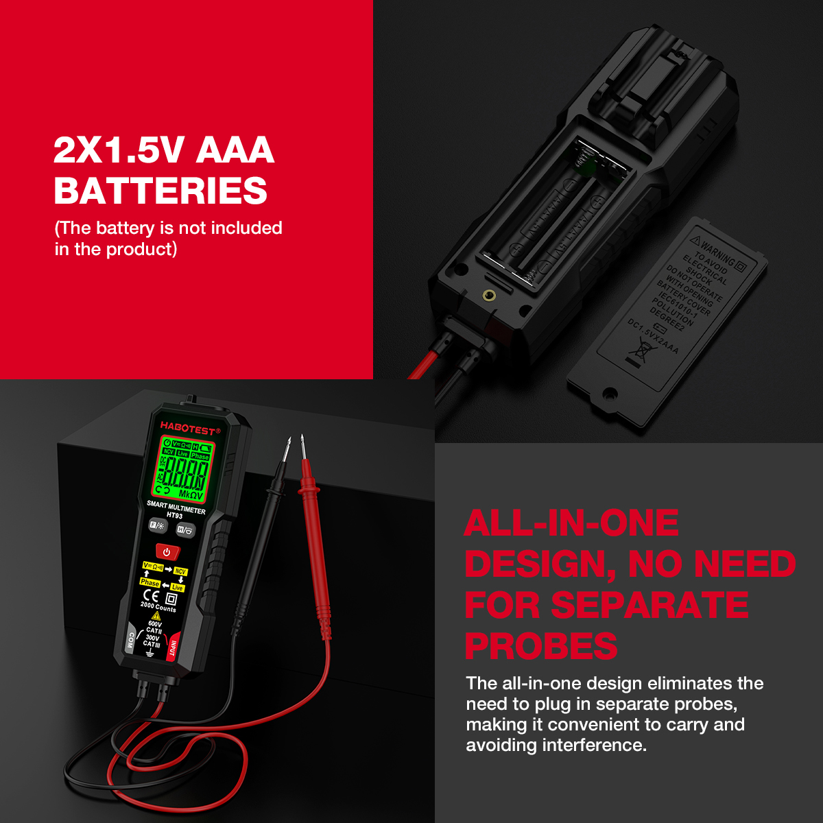 HABOTEST HT93 Digital Multimeter AC/DC Votage Current Automatic Tester ...