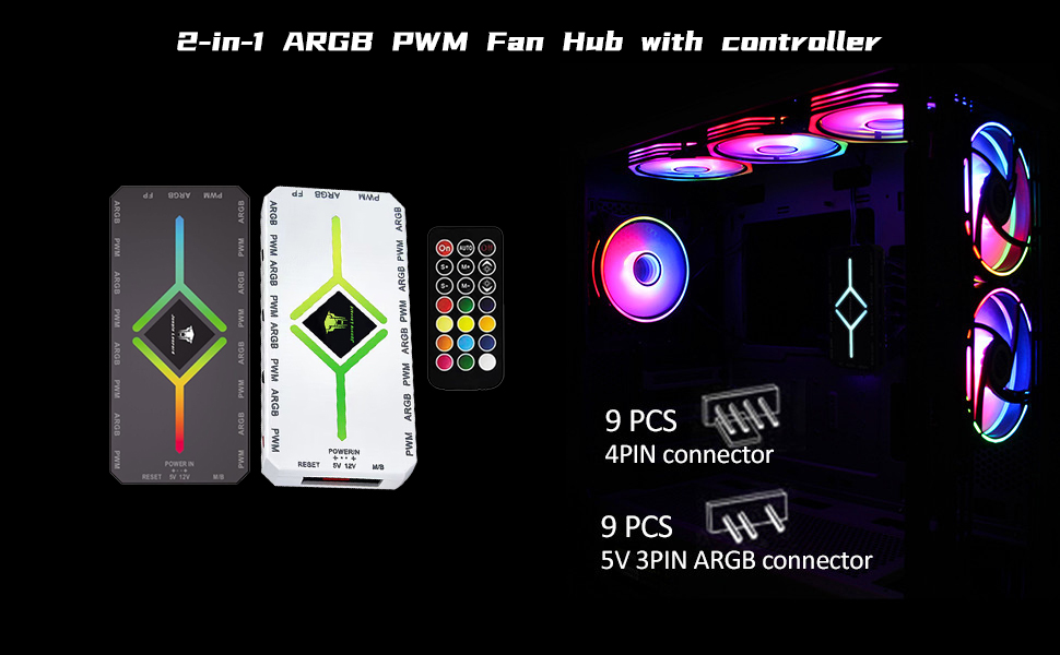 Jungle Leopard Smart Hub 5V 3PIN ARGB 4 Pin PWM 9 Ports PC Case CPU Fan ...