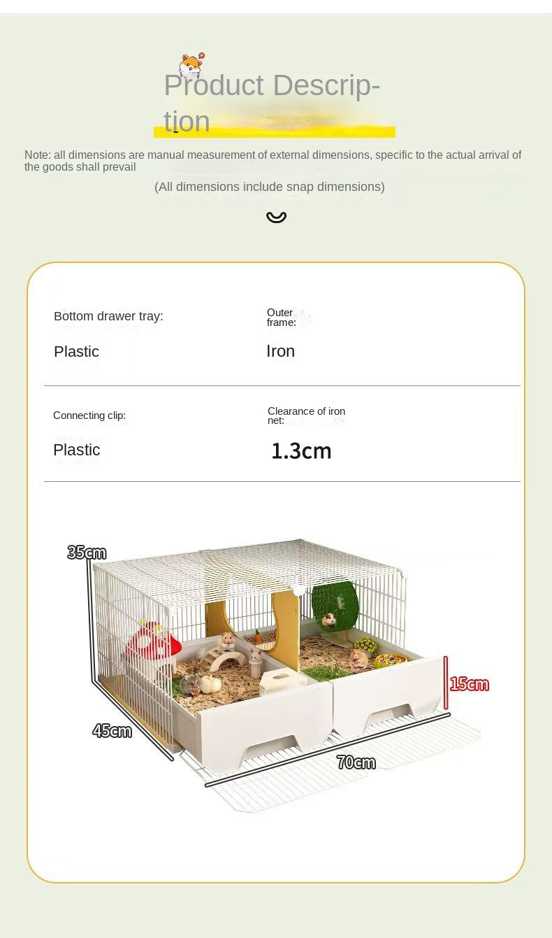 Hamster Cage Super Large Space Easy to Clean Drawer Type Hamster ...