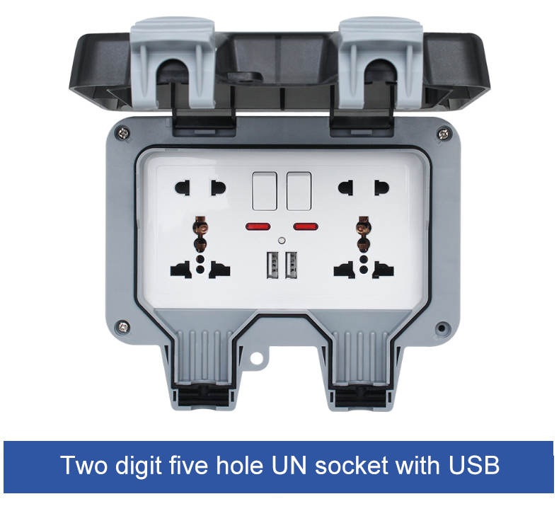GN Waterproof Outdoor Wall Socket IP66 Double Universal /Switched ...