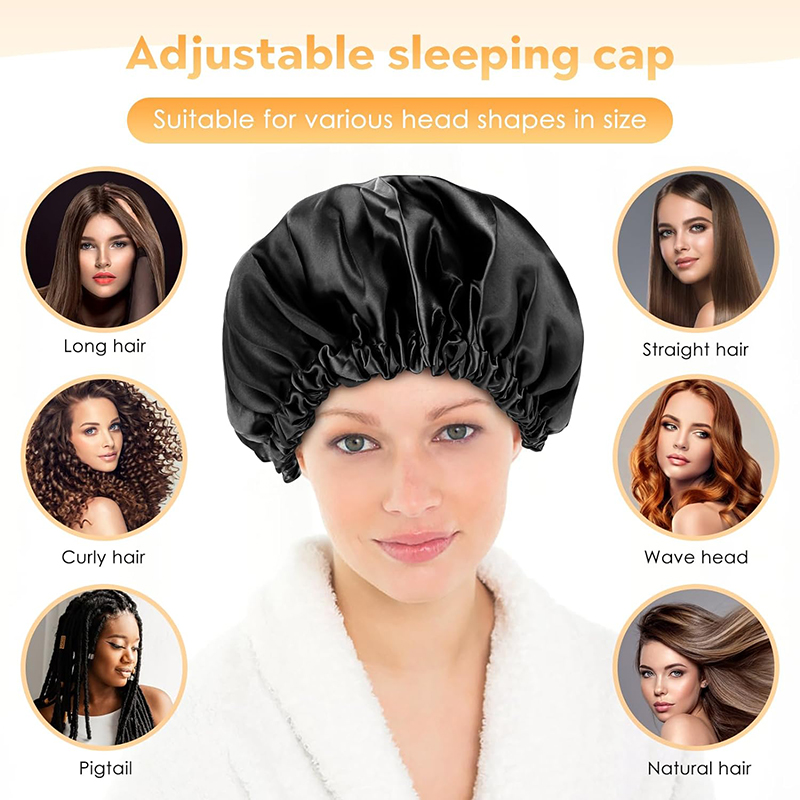 Satin Hair Cap Silk Hair Cap Adjustable Hair Cap Suitable for Bedtime ...